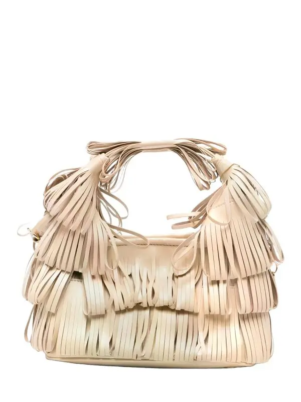 LA MILANESA Small Capspa Fringed Tote Bag - Neutrals