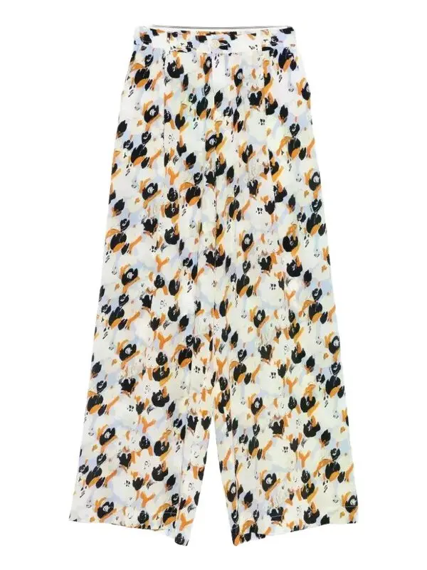 Marni Floral Print Trousers - Neutrals