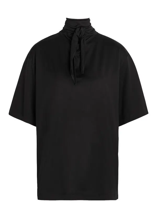 LEMAIRE Foulard-neck Cotton T-shirt - Black