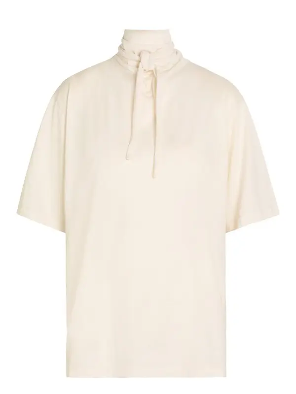 LEMAIRE Foulard-neck Cotton T-shirt - Cream