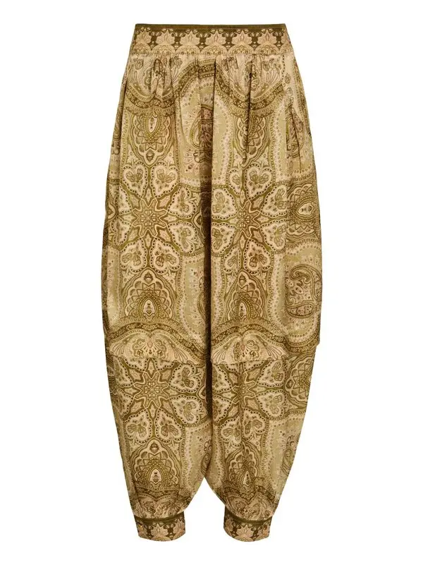 Zimmermann Luna Paisley-print Silk Trousers - Olive