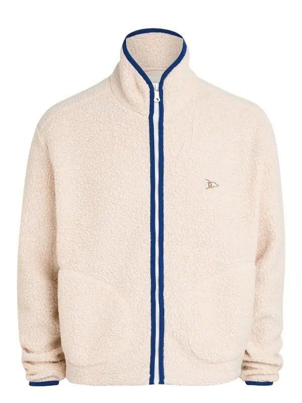 DRAKE'S Logo-embroidered Bouclé Jacket - Ecru