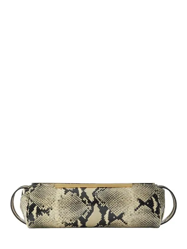Khaite Donna Snake-effect Leather Clutch - Natural