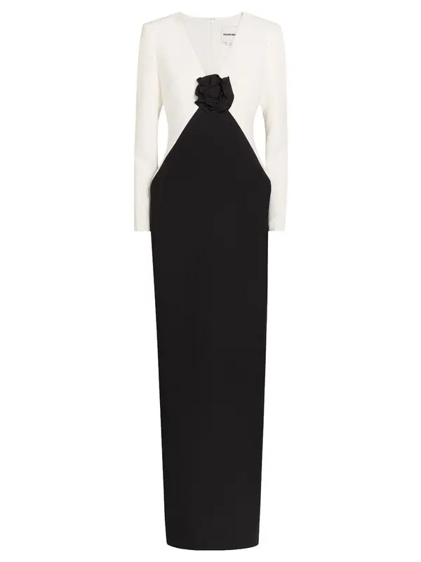 Roland Mouret Colour-blocked Crepe Maxi Dress - Black