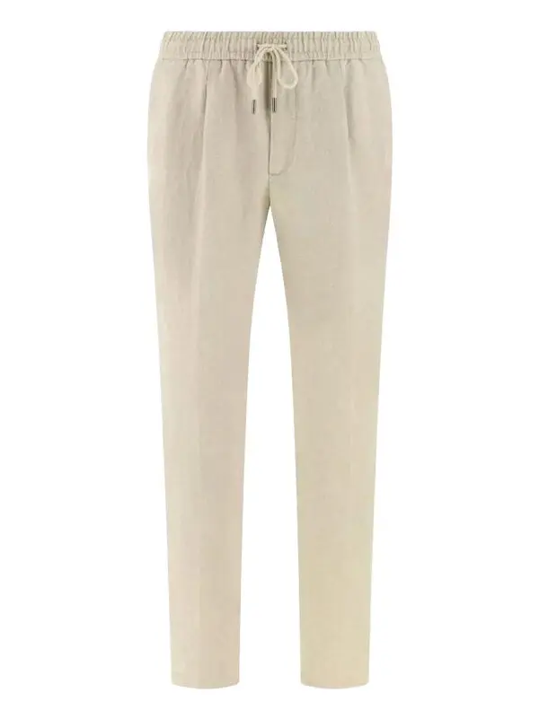 Boggi Milano City Drawstring Linen Trousers - Neutrals