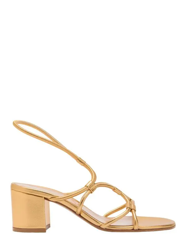 GIANVITO ROSSI 65 Metallic Nappa Leather Sandals - Gold