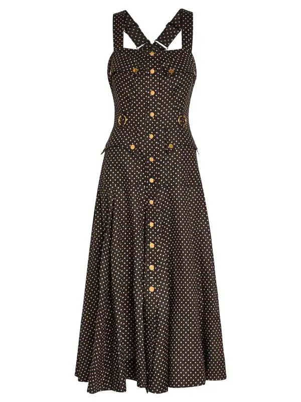 Zimmermann Luna Polka-dot Linen Midi Dress - Black