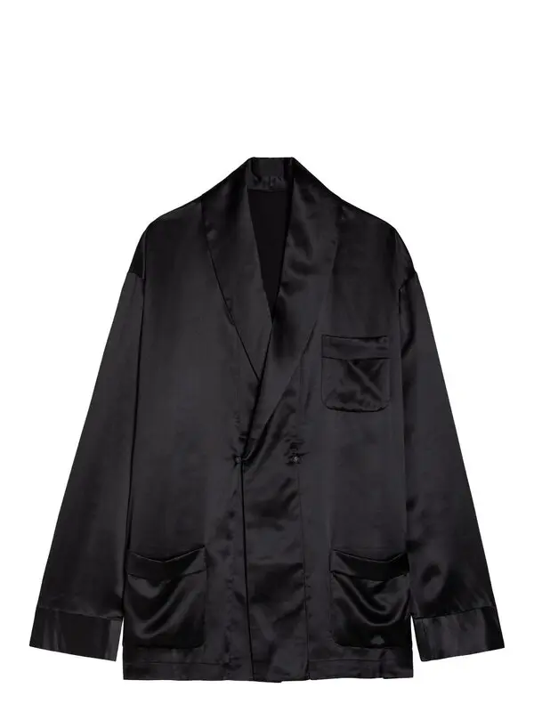 DELOS Gilbert Double-breasted Silk Jacket - Black
