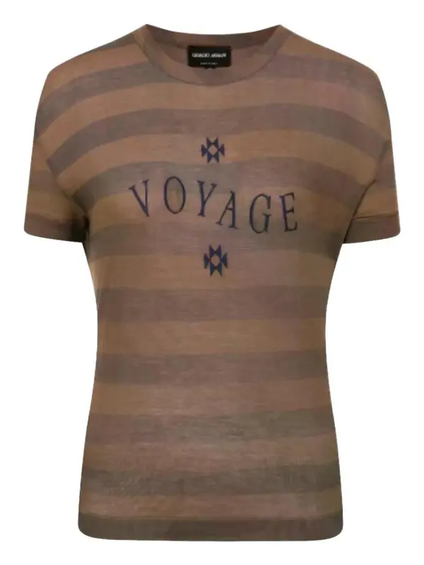 Giorgio Armani Striped T-shirt - Brown