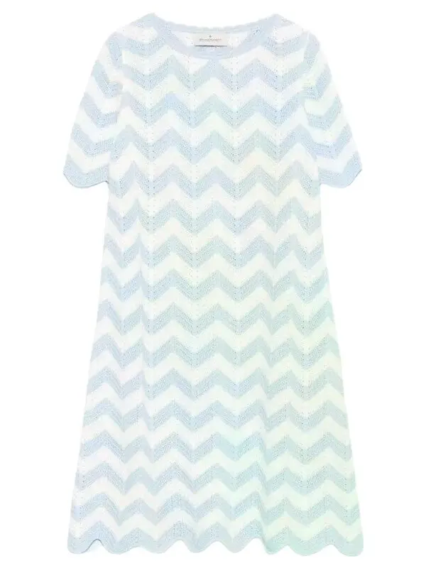 Bruno Manetti Zigzag Scalloped Mini Dress - Blue