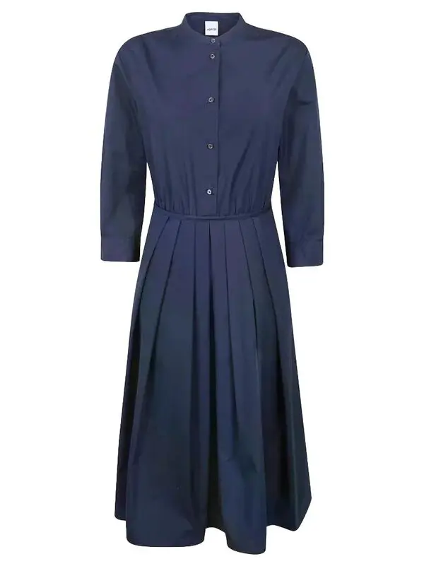 Aspesi Pleated Collared Dress - Blue