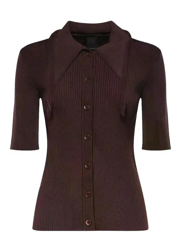 Pinko Ribbed Knit Shirt - Brown