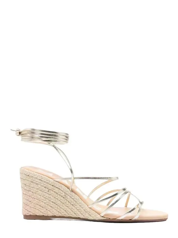 Manebí Metallic Strappy Wedge Sandals - Gold