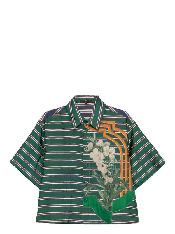 Biyan Floral-embroidered Shirt - Green