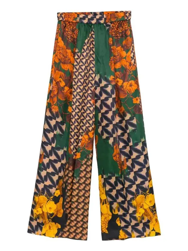 Biyan Printed Silk Trousers - Orange