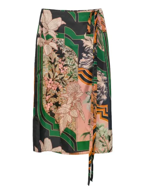 Biyan Floral-print Straight Skirt - Brown