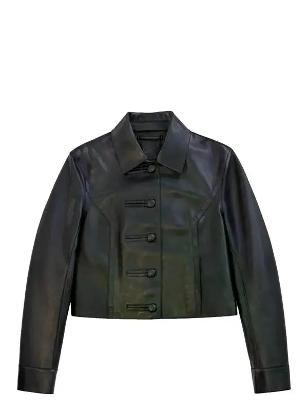 STAND STUDIO Buttoned Leather Jacket - Black
