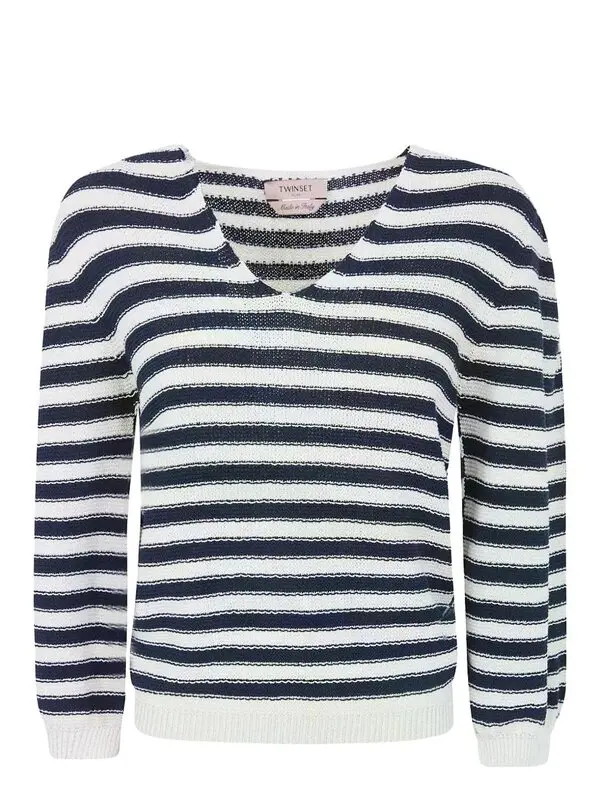 TWINSET Striped V-neck Knitwear - Blue