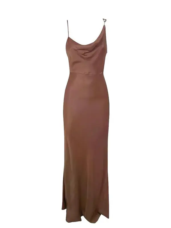 TWINSET Cowl Neck Slip Dress - Brown