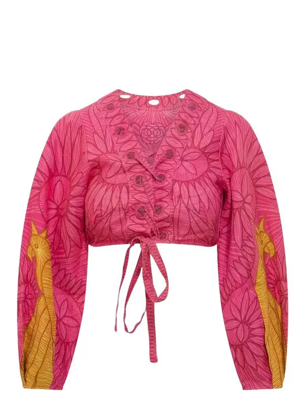 Farm Rio Eyelet Blouse - Pink