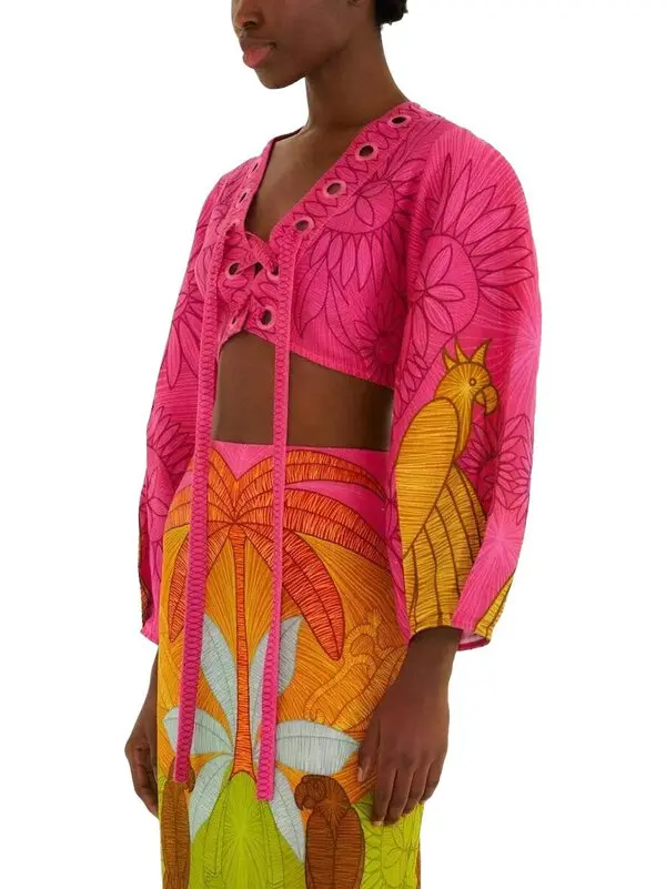 Farm Rio Eyelet Blouse - Pink