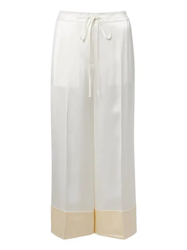 TOTEME Cropped Satin Wide-leg Pants - White