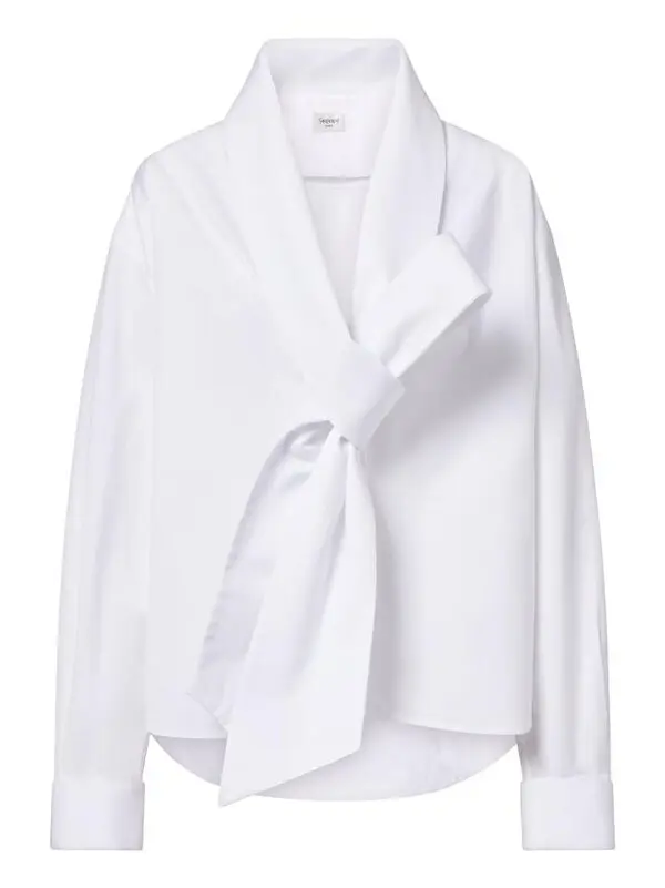 Saint Laurent Bow-detail Cotton Poplin Blouse - White