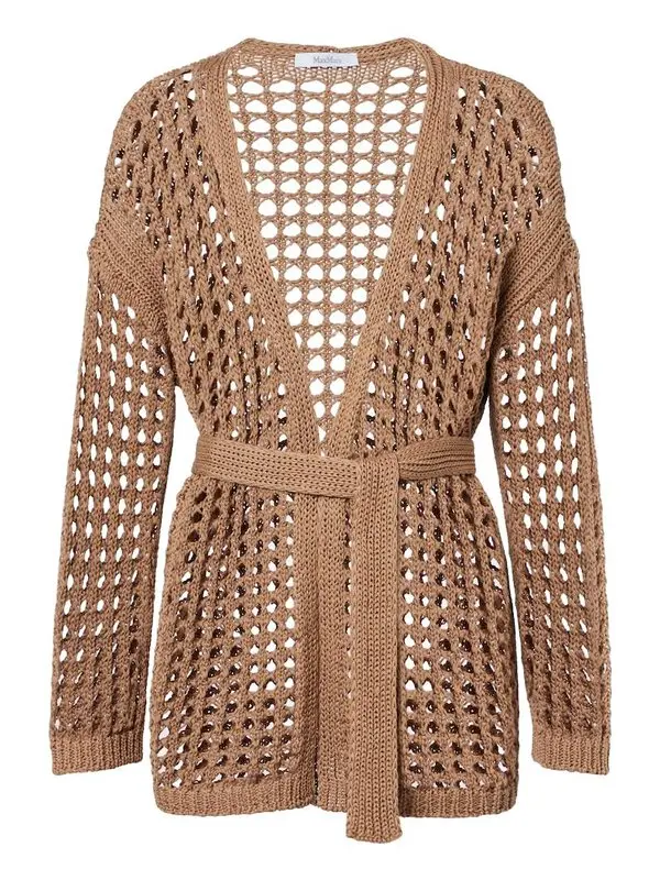 Max Mara Gelo Open-knit Cotton Wrap Cardigan - Brown