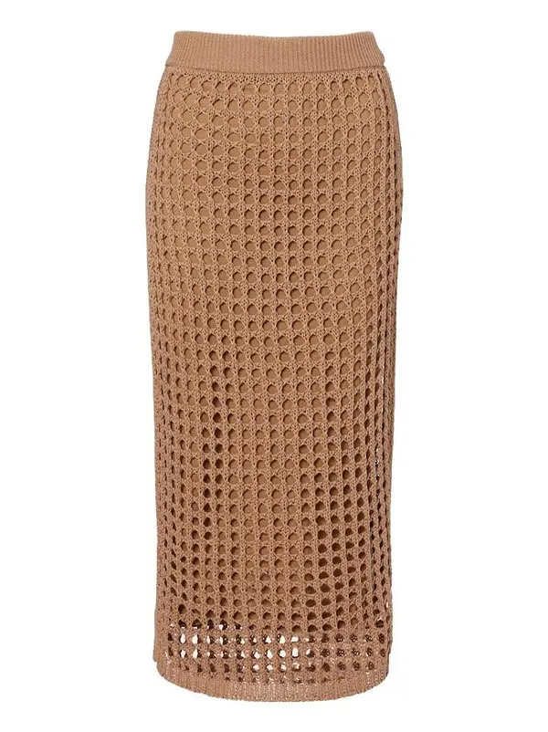 Max Mara Geode Open-knit Cotton Midi Skirt - Brown