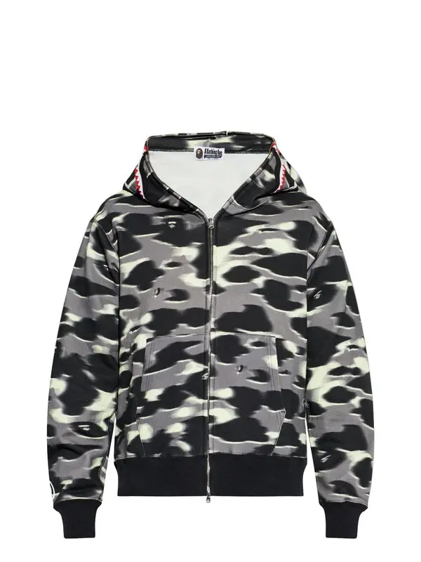 A BATHING APE Zip-up Camouflage Hoodie - Black