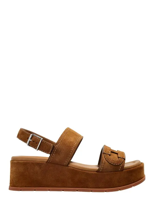 Hogan Suede Platform Sandals - Brown