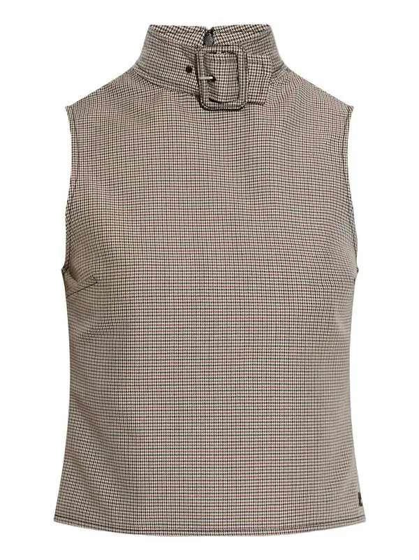 COURREGES Houndstooth Pattern Top - Beige