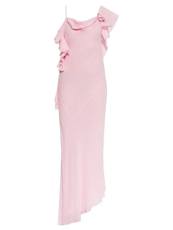 SELF-PORTRAIT Asymmetric Ruffle Maxi Dress - Pink