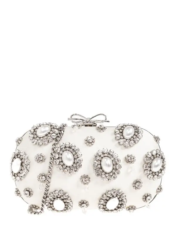 SELF-PORTRAIT Clutch With Shimmering Crystals - Cream