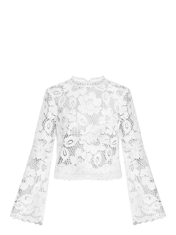 SELF-PORTRAIT Lace Long-sleeve Top - White