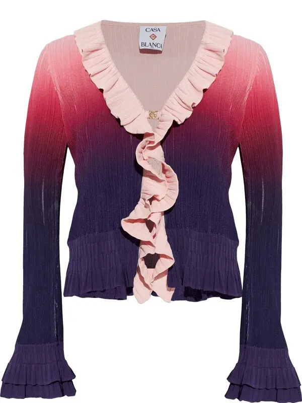 Casablanca Ruffled Cardigan - Pink