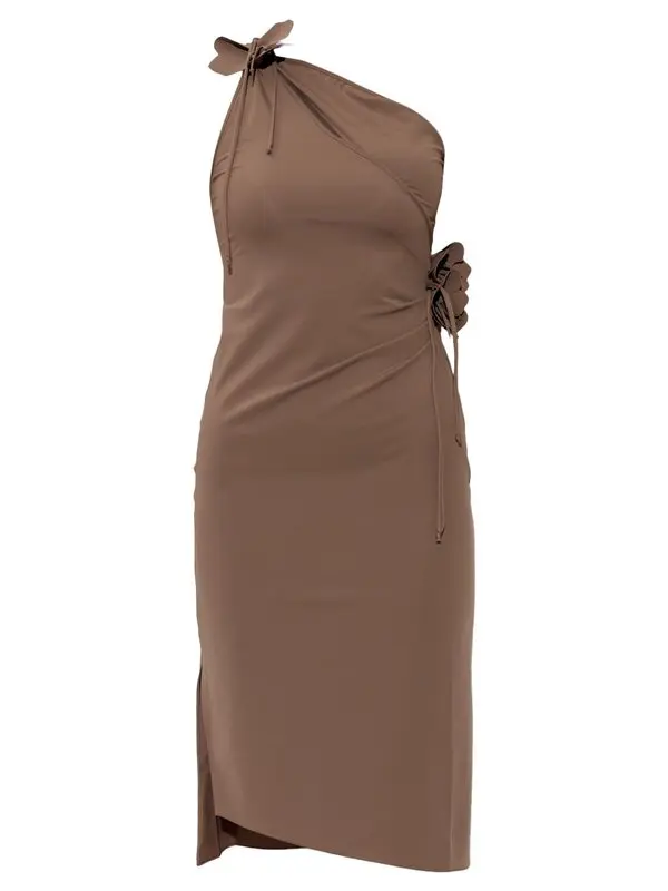 Coperni Appliquéd One-shoulder Dress - Brown