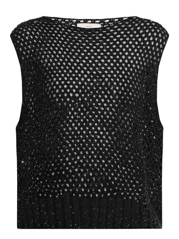 AKEP Tulle Top With Shimmering Sequins - Black