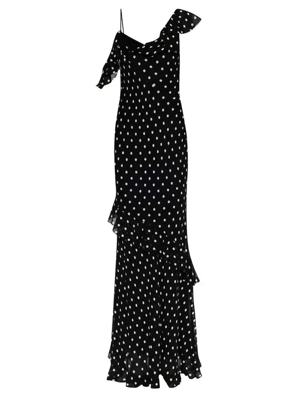 SELF-PORTRAIT Polka Dot Patterned Dress - Black