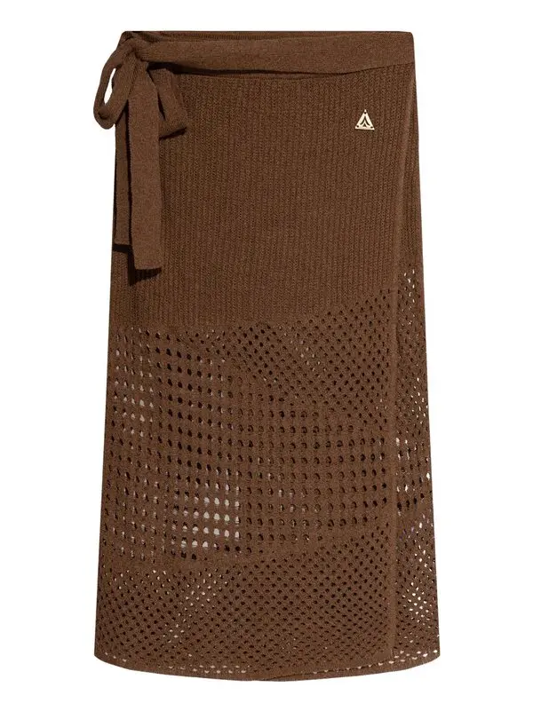 AKEP Midi Skirt With Logo Appliqu - Brown