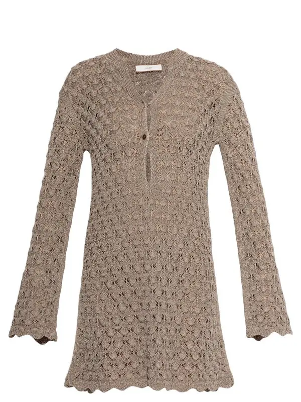 AKEP Crochet Long-sleeve Dress - Beige