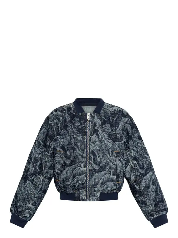 ALLSAINTS Kaytra Denim Bomber Jacket - Navy Blue
