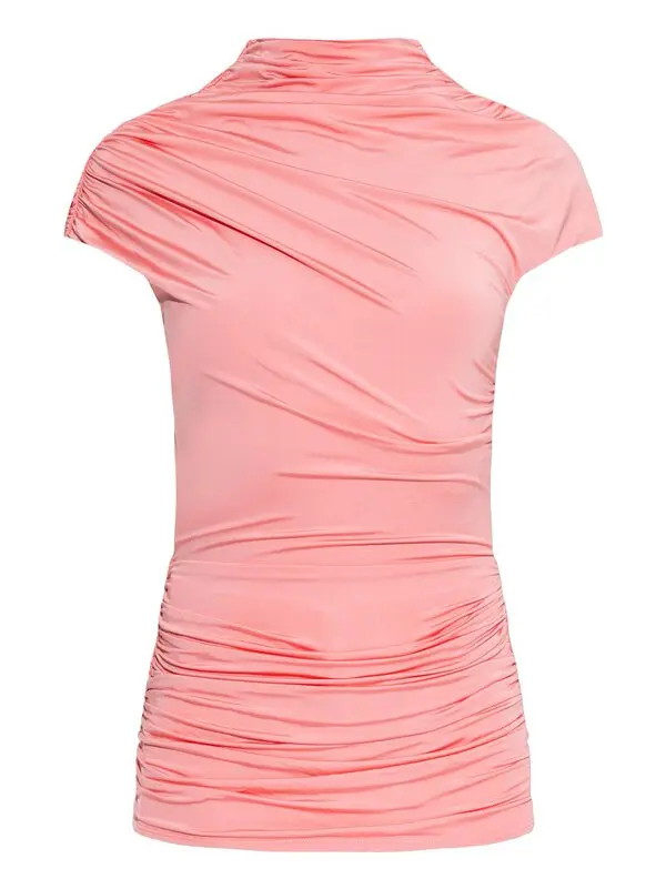 SELF-PORTRAIT Satin Draped Top - Pink