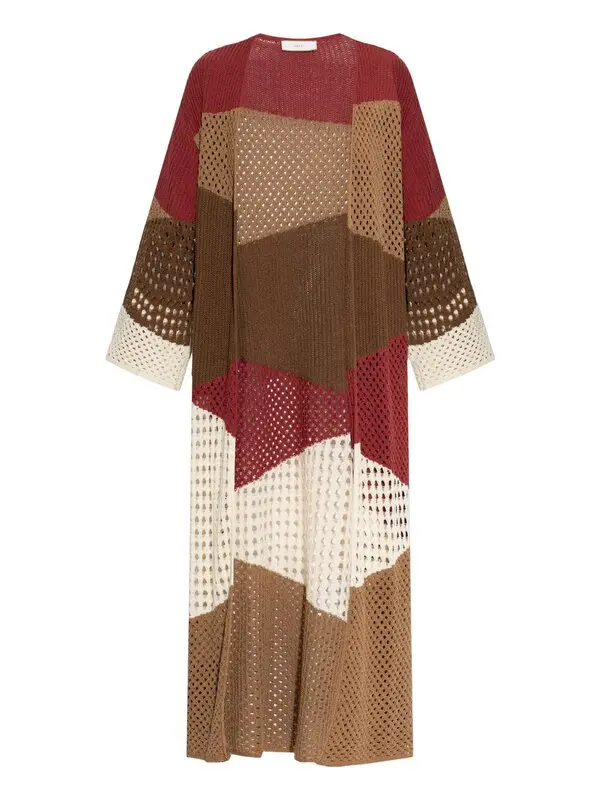AKEP Geometric Pattern Maxi Cardigan - Multicolour