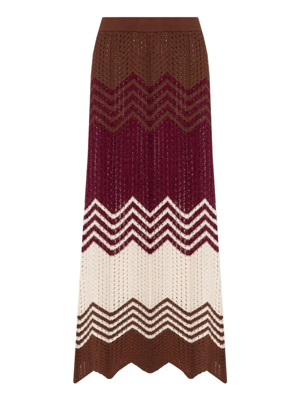 AKEP Lurex Thread Maxi Skirt - Burgundy