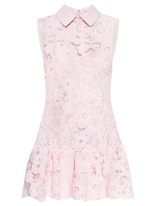 SELF-PORTRAIT Sleeveless Lace Mini Dress - Pink