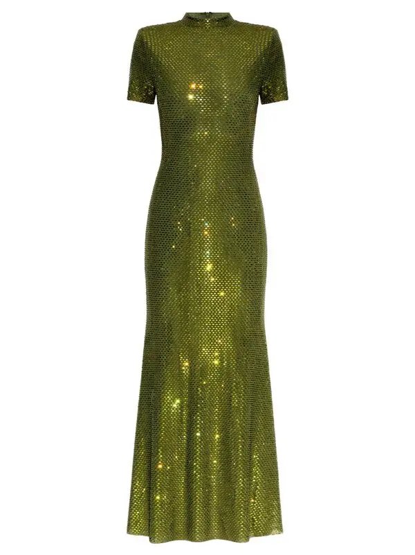 SELF-PORTRAIT Sequin-embellished Ankle-length Dress - Green