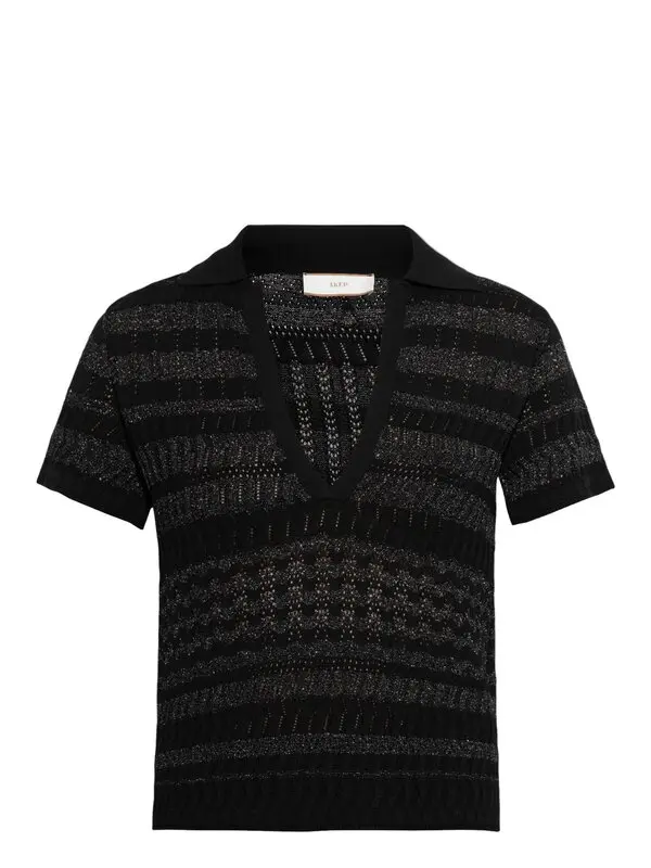 AKEP Lurex Thread Polo Shirt - Black