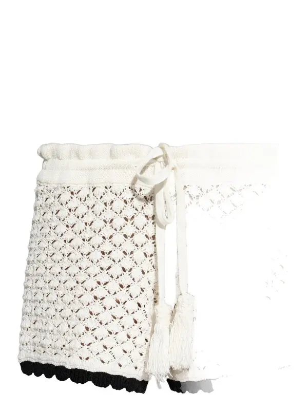 AKEP Crocheted Cotton Shorts - White