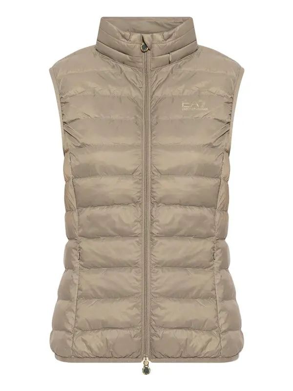 EA7 Insulated Vest With Stand-up Collar - Beige